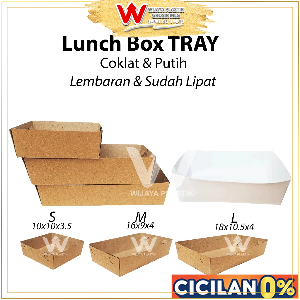 Jual [50Pcs] Lunch Box TRAY ( S/M/L ) ( Coklat & Putih ) --- 50pcs @1/2 ...