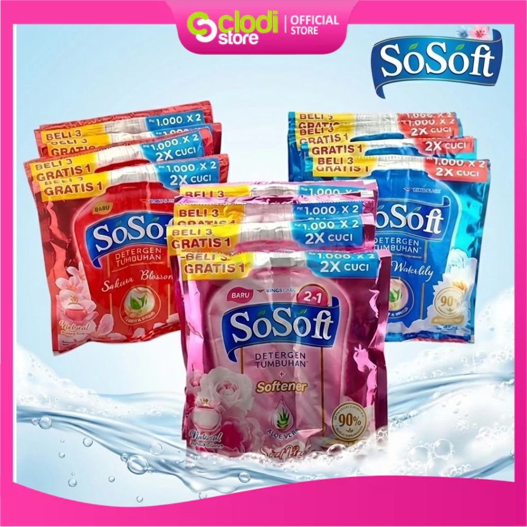 Jual Renceng Isi 16 Sachet Sosoft So Soft Detergent Tumbuhan Cair 80ml ...