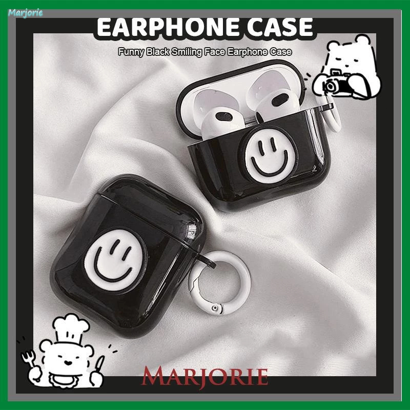 Jual Lucu Keren Hitam Wajah Tersenyum Airpod Case Untuk Airpods1 /2/pro ...