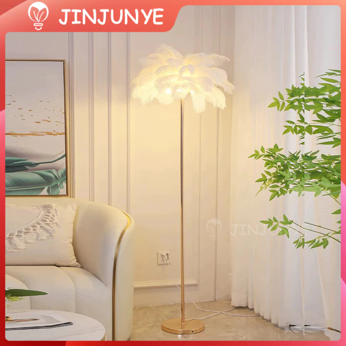 Jual Lampu Lantai berdiri Minimalis 160cm Kap Bentuk Bulu Lampu ruang ...