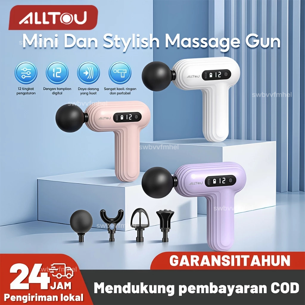 Jual ALLToU Alat Pijat Elektrik 4 in 1 Massage Gun Mini Portable Charge ...