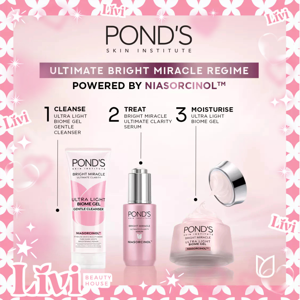 Jual LIVI - Ponds Bright Miracle Ultra Light Biome Gel NIASORCINOL ...