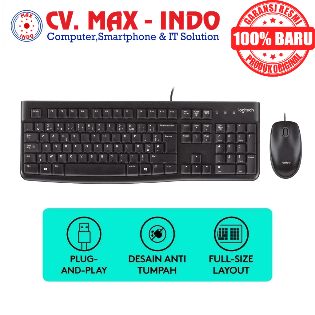 Jual LOGITECH KEYBOARD + MOUSE OPTIC MK120 | Shopee Indonesia