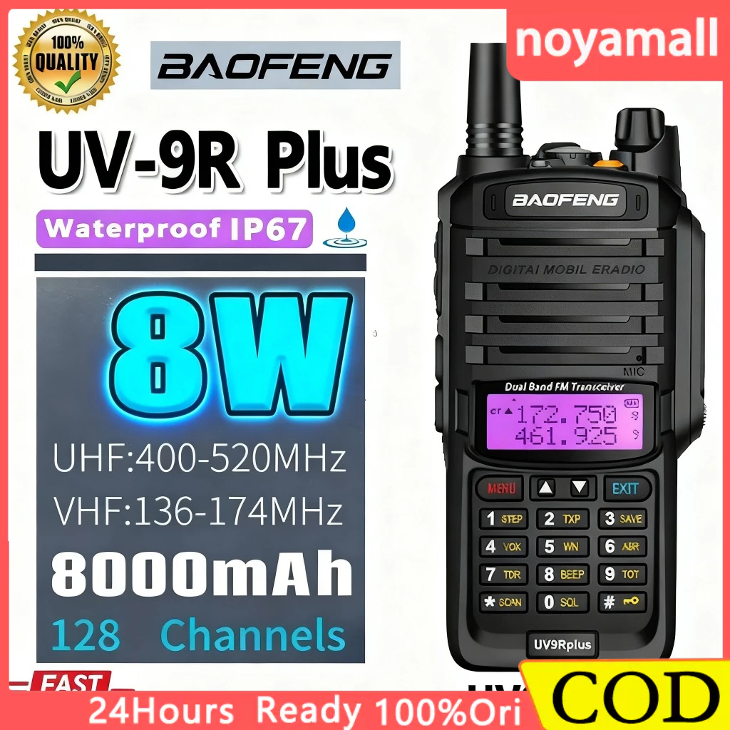 Jual [100%Ori] HT Baofeng UV9R Plus Walkie Talkie 8W Dual Band VHF UHF ...