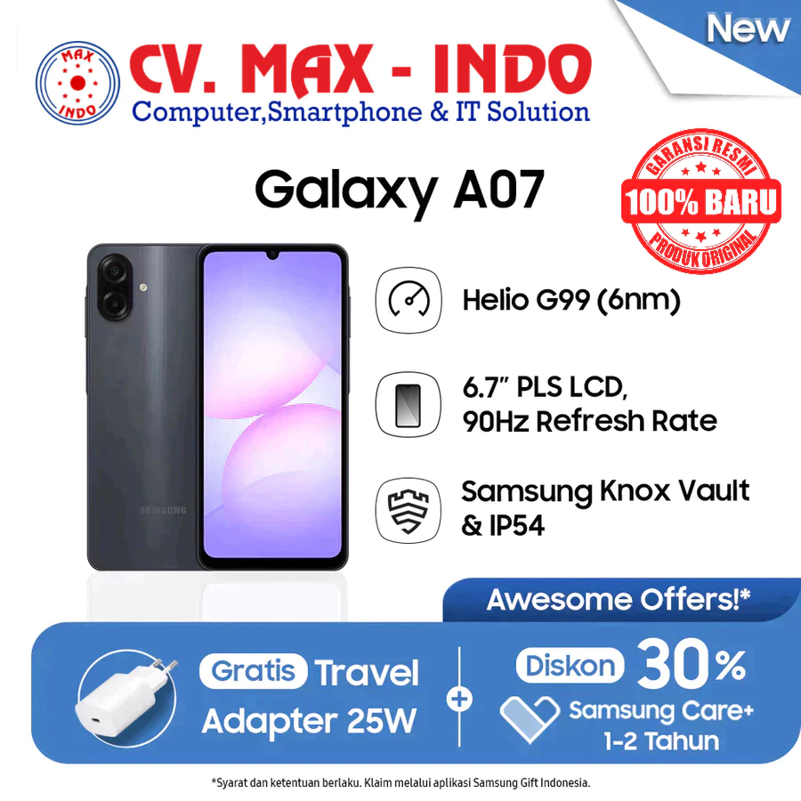 Jual SAMSUNG GALAXY A07 4G 8GB/256GB (SM-A075F/DS) 6.7" GARANSI RESMI ...