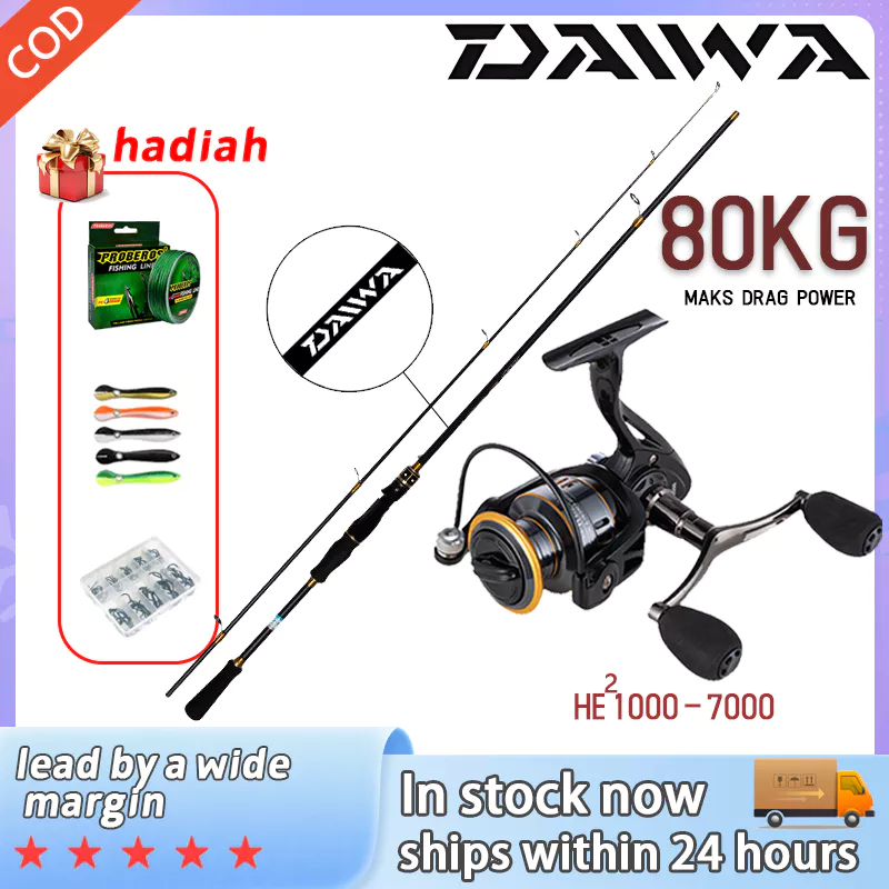 Jual Set Perlengkapan Memancing Profesional Daiwa: Joran, Reel, Kait ...