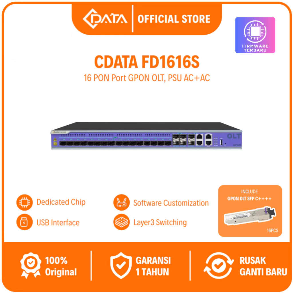 Jual CDATA GPON OLT FD1616S - 16 Port GPON 10GE Uplink 1U Rackmount ...