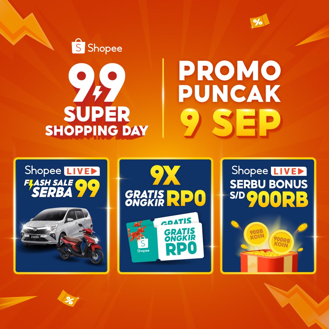 Promo Puncak 9.9 Super Shopping Day | Shopee Live Flash Sale Serba 99