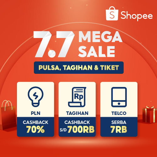 7.7 Shopee Mega Sale Pulsa, Tagihan & Tiket