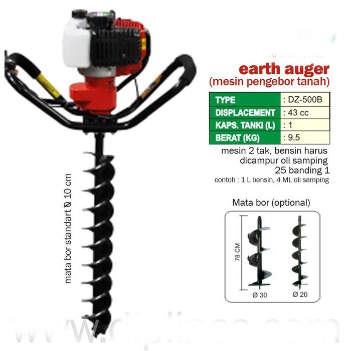 Jual Mata Bor 100Mm Untuk Mesin Bor Tanah Sumur Strauss Pile Earth ...