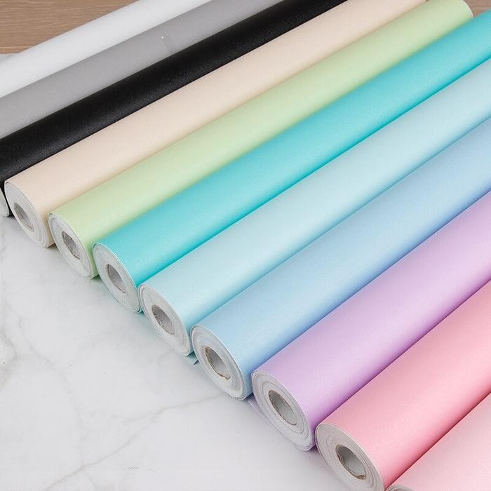 Jual Paket 4 Roll Wallpaper Stiker Dinding Motif Solid Polos Ukuran 4 ...