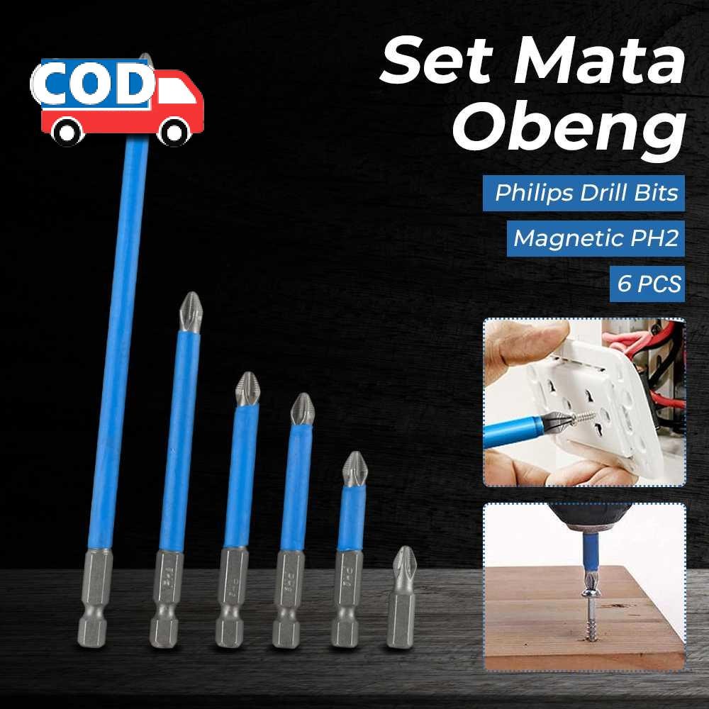 Jual Mata Obeng Bor Magnet PH2 Baja Obeng Sekrup Set Anti Slip Panjang ...