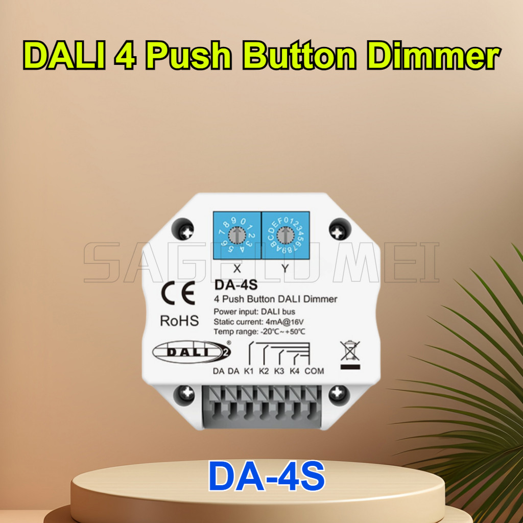 Jual 4 Push Button Dimmer DALI DA-4S Signal Work with DALI Master/ Bus ...