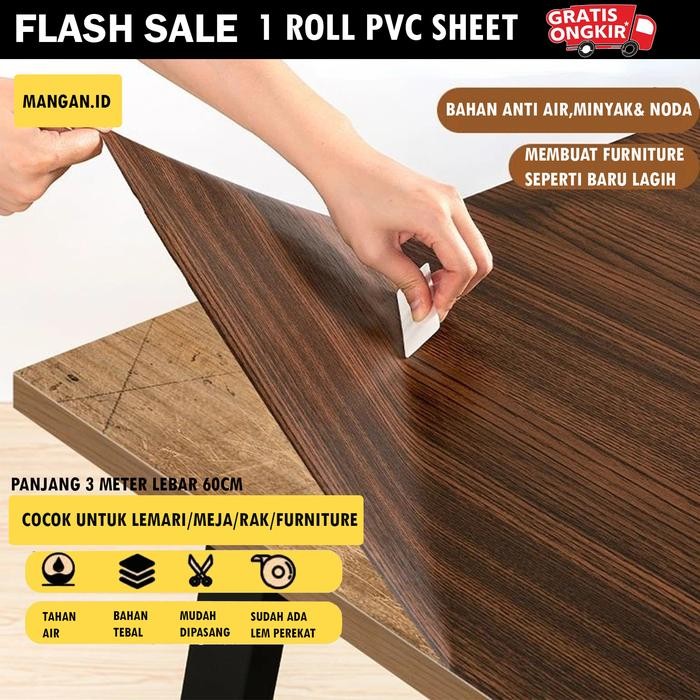 Jual Stiker Hpl Ukuran 60cm x 3m Motif Serat Kayu Untuk Furniture Meja ...