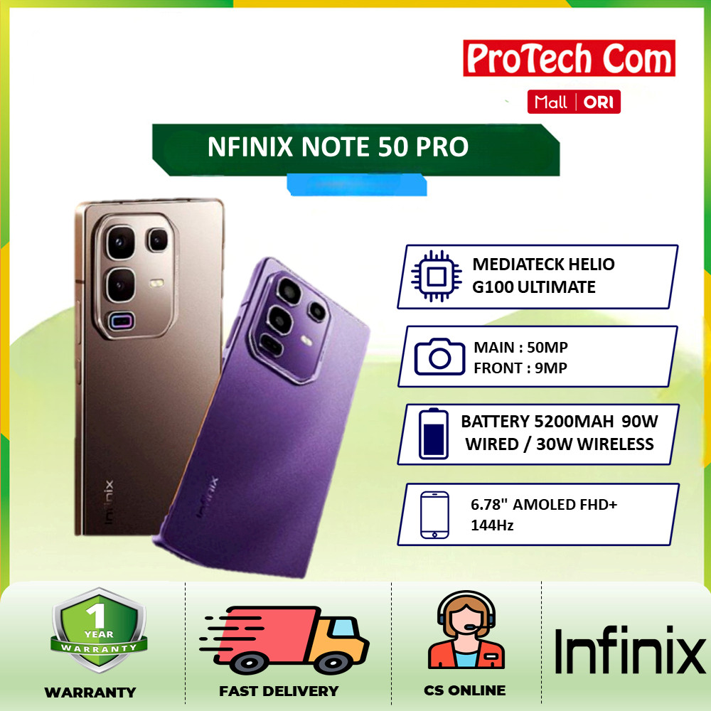 Jual INFINIX NOTE 50 PRO ( 8GB/256GB ) GARANSI RESMI INDONESIA | UP TO 16GB EXTENDED RAM | HELIO ...