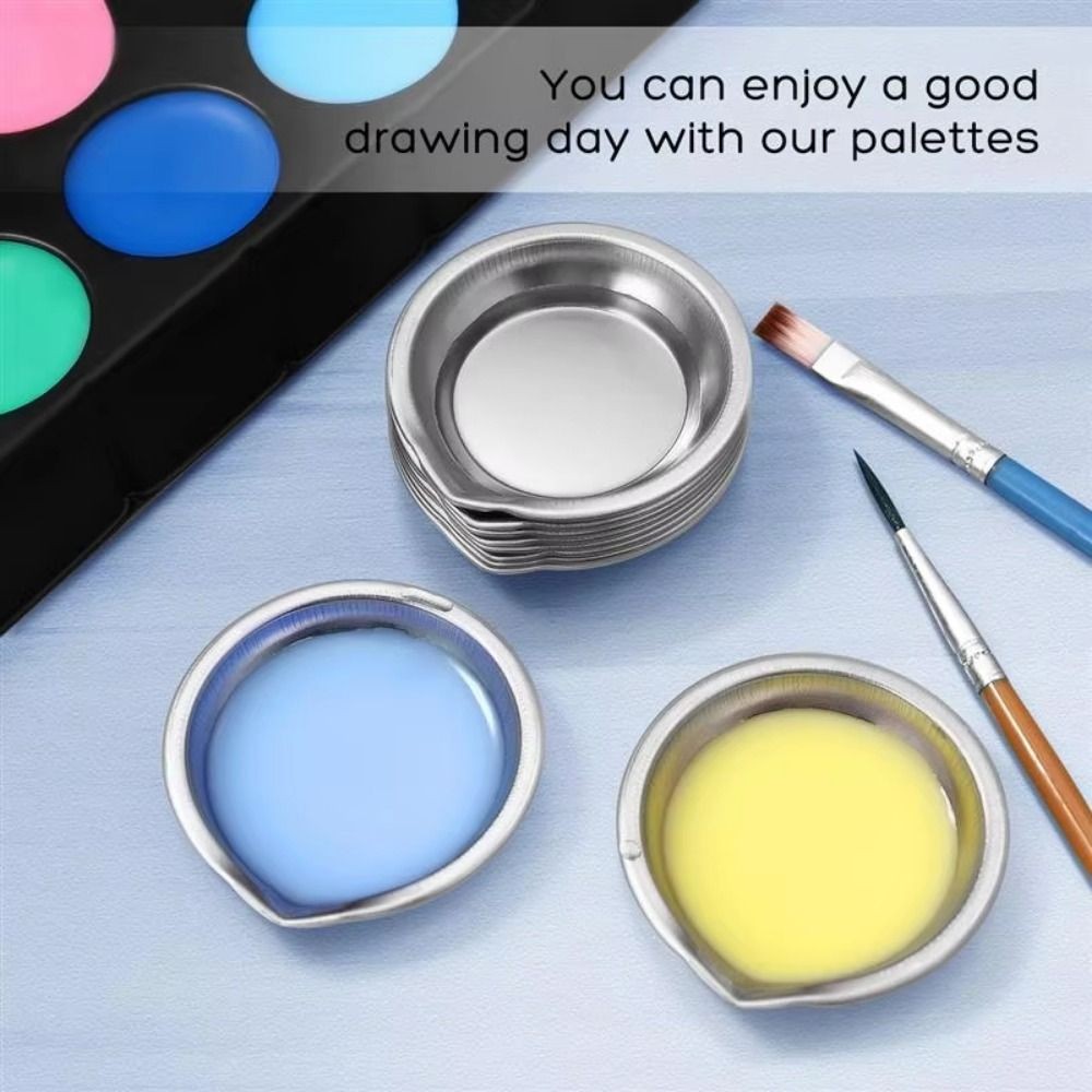 Jual 10pcs Stainless Steel Painting Color Bowls Reusable Mini Paint ...