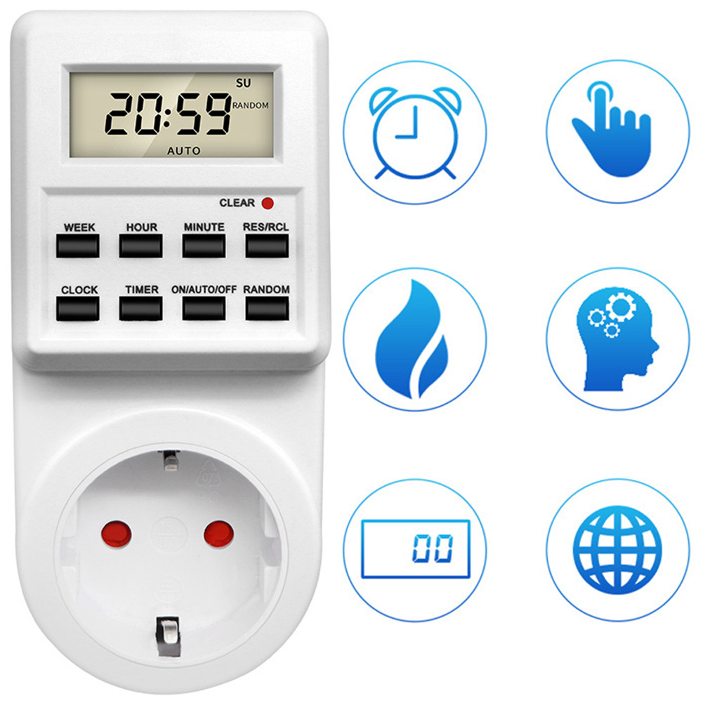 Jual Eu Plug Digital Timer Socket Time/Week Electric Timer Plug Cycle ...