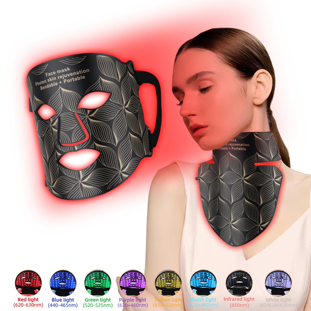 Jual Face Neck Silicone LED Facial Mask 8 color Near-infrared Red Light ...
