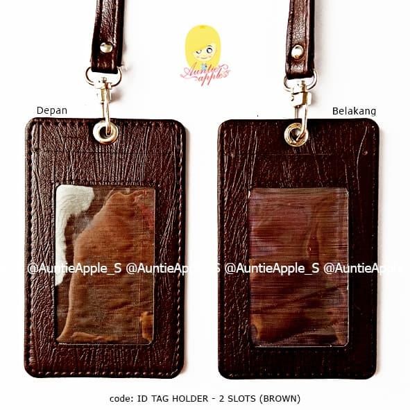 Jual ID TAG HOLDER 2 KARTU/NAME TAG/ID CARD HOLDER LEATHER/TEMPAT ID ...