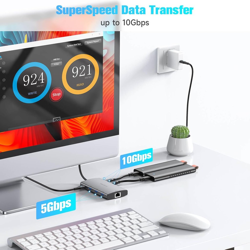 Jual RSHTECH 9-in-1 USB C Hub Multiport Adapter with 4K HDMI 10Gbps USB-A & 2 USB-C Ports 100W ...