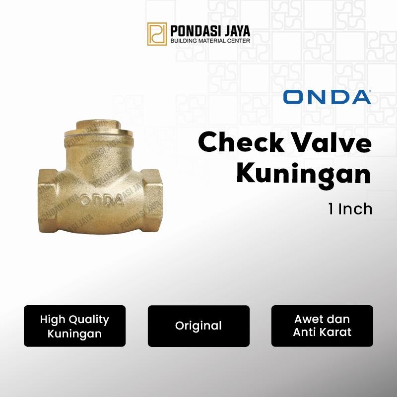 Jual Check Valve Kuningan 1 Inch Onda Original | Katup Air Otomatis One ...