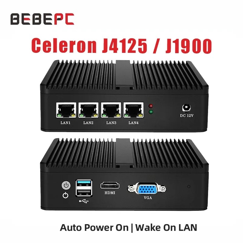Jual Mini PC Fanless Intel N5105 J1900 J4125 N2830 4LAN Gigabit i211 ...