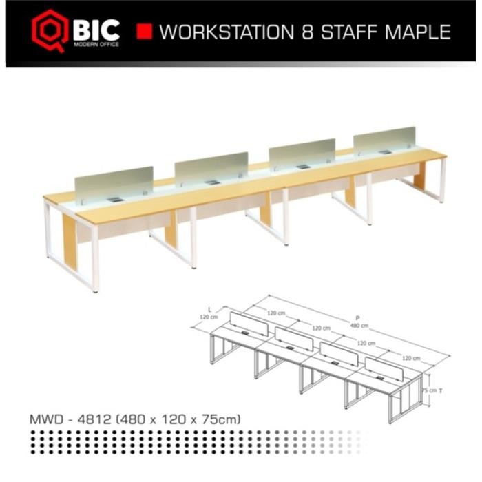 Jual Meja Partisi Kantor Workstation Staf 8 Meja Seater Sekat Kaca Qbic ...