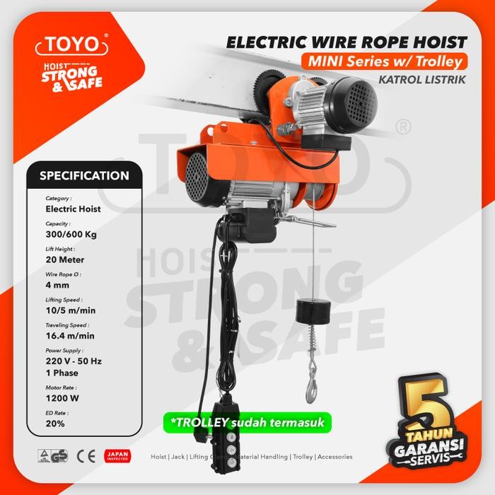 Jual READY Mini Electric Hoist Trolley set / Katrol Listrik 300/600Kg x ...