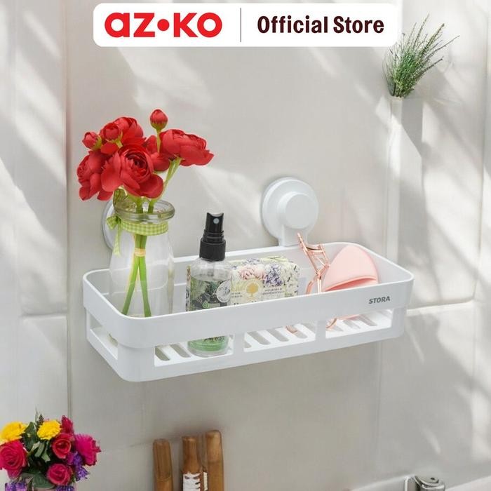 Jual AZKO Stora Rak Dinding Kamar Mandi Dengan Suction Cup - Putih ...