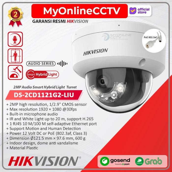 Jual CSIV Ds-2Cd1121G2-Liu Hikvision 2Mp Smart Hybrid Audio Ip Camera Poe Cctv Indoor Dome ...