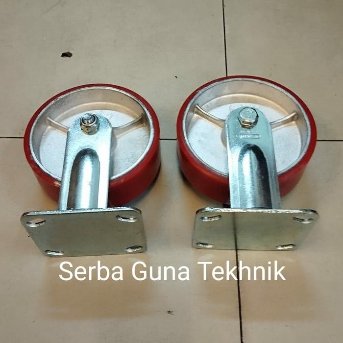 Jual Roda Pu Merah 6" Inch ( Plat Mati / Rigid ) Taiwan Heavy Duty ...