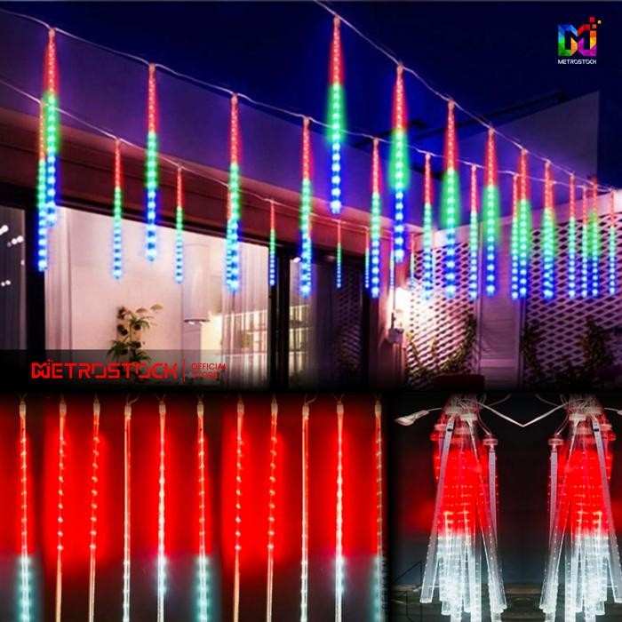 Jual Lampu meteor shower lights efek LED RGB merah putih agustusan 17 ...