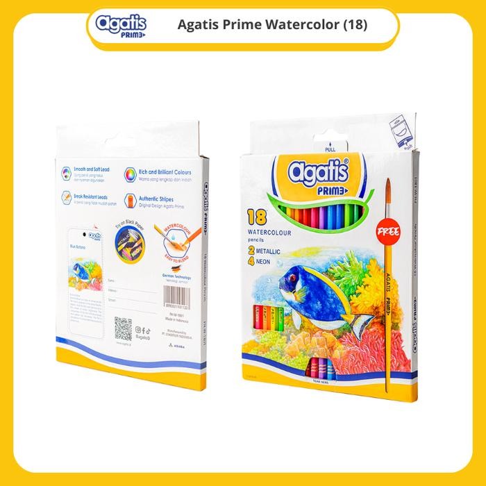 Jual Agatis Prime Pensil Warna Watercolor Isi 18Pcs Kuas Mewarnai ...