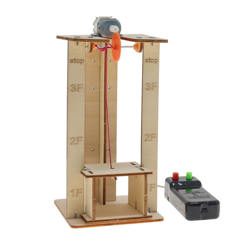 Jual DIY Electric Remote Control Lift Elevator Wooden Model Kit Science ...