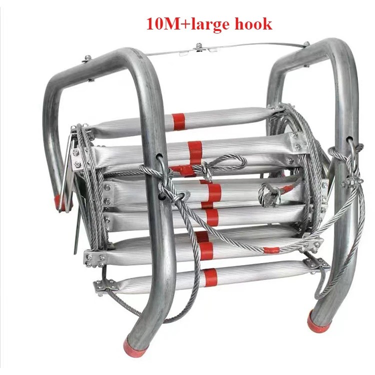 Jual 10M Aluminum Alloy Household Fire Escape Ladder Folding Wire Rope ...