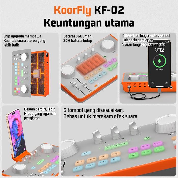 Jual Soundcard Koorfly Kf02 Minimalis Desain 48V Live Mixer 6 Diy Efek Suara Power Bank Desain ...