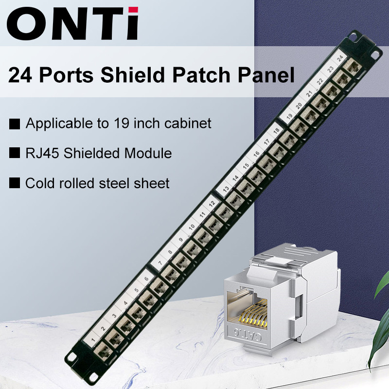 Jual ONTi-24 Port 1U RJ45 Shielded Module Patch Panel, 19 "Rackmount ...