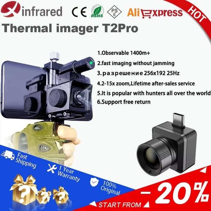 Jual InfiRay Xinfrared T2 Pro Thermal imager For & Android 256x192 ...