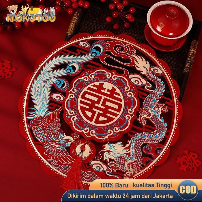 Jual Tempelan Dinding Chinese Shuang Xi Backdrop Tempelan Wedding ...