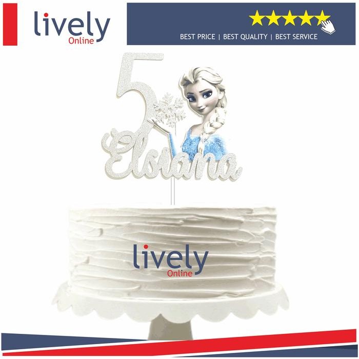 Jual CUSTOM NAMA CUTTING CAKE TOPPER KARAKTER FROZEN ELSA HIASAN KUE ...