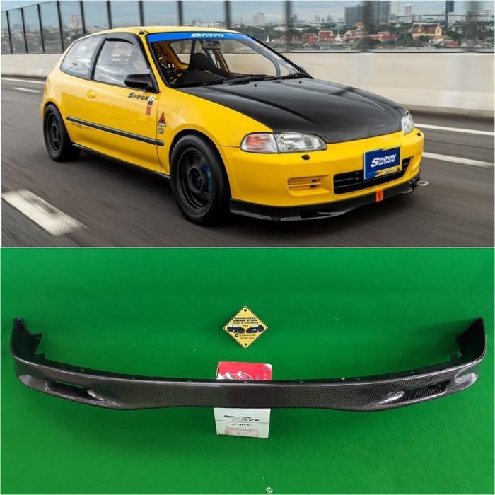 Jual front lips lips bumper Carbon Spoon Style honda civic estilo EG6 ...