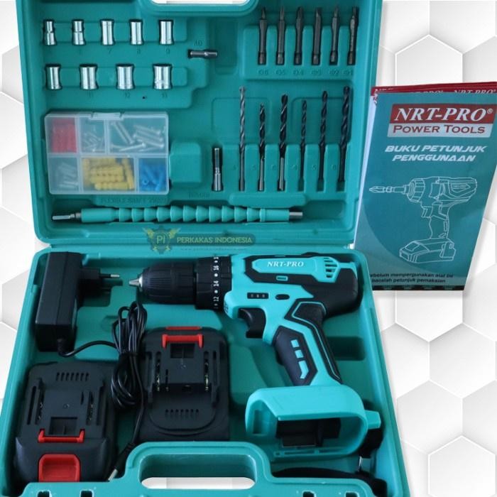 Jual MESIN BOR BATERAI CORDLESS NRT PRO DC340 SET 20V DRILL DC 340 20 V ...