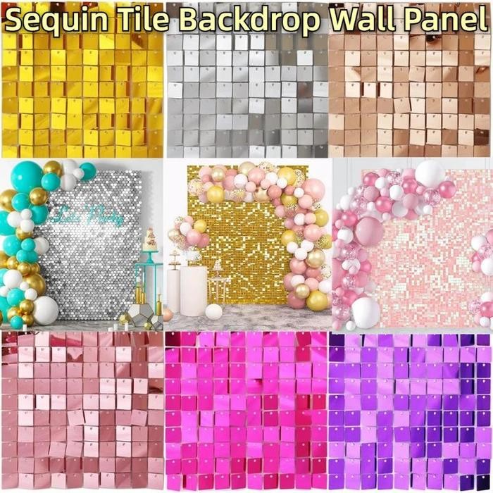 Jual 5Pcs Diy Sequin Tile Backdrop Wall Panel/ 3D Wall Panel Pvc ...