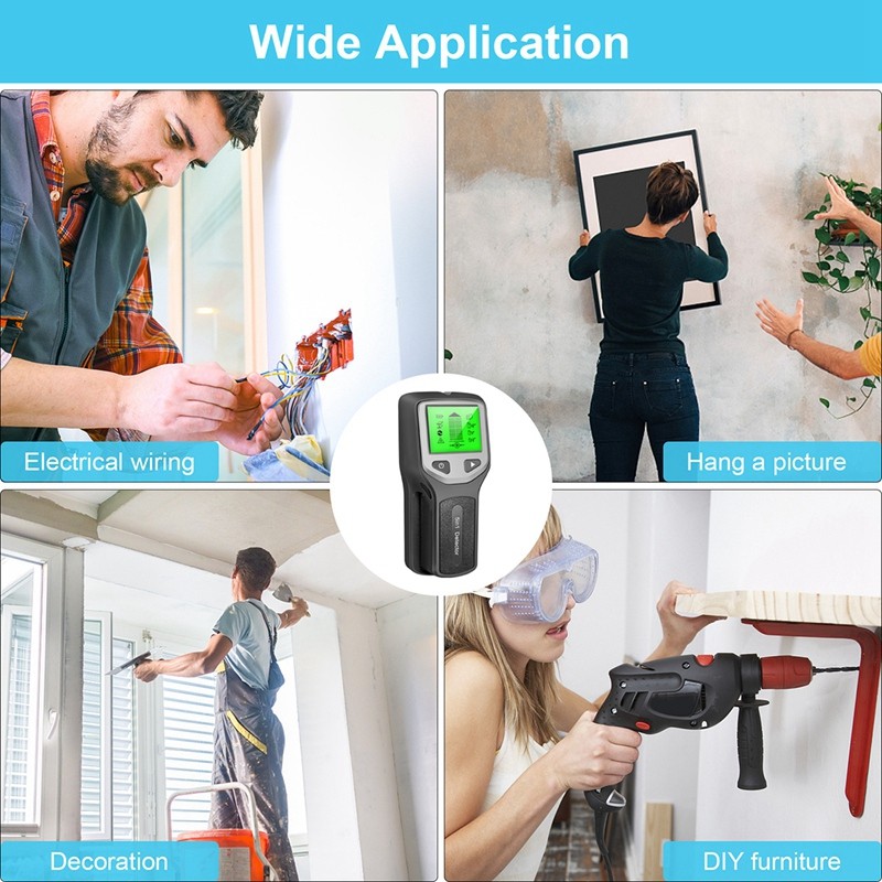 Jual 5-In-1 Studs Metal Wall Scanner AC Wood Finder Cable Wires Depth ...