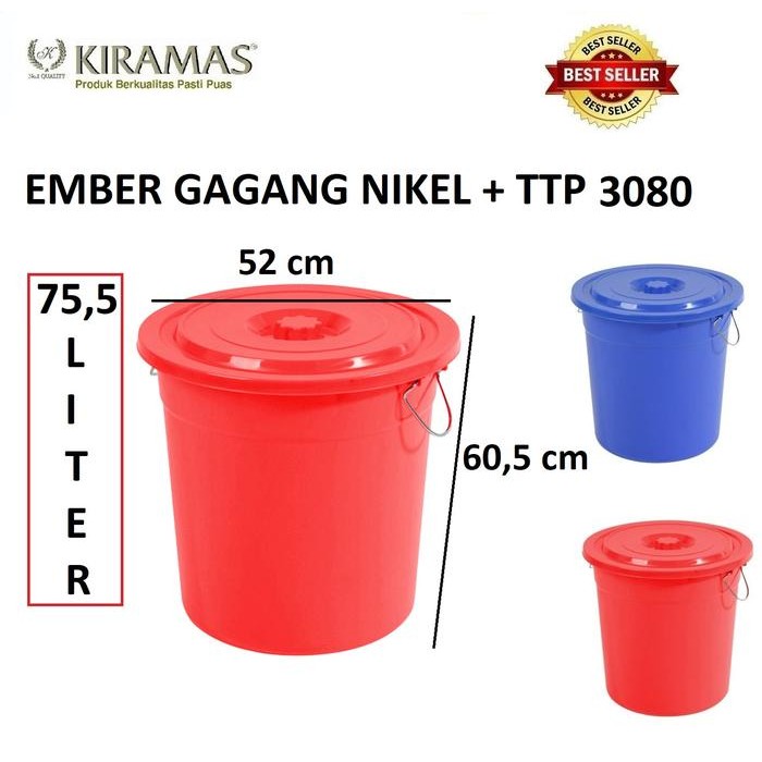 Jual KIRAMAS Ember Besar / Jumbo 80 Liter Merah/Biru 3080 (By Gojek ...