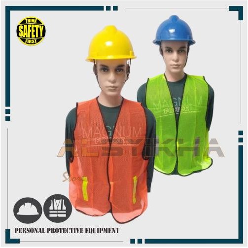 Jual ORIGINAL Paket Perlengkapan APD Helm proyek dan Rompi Jaring ...