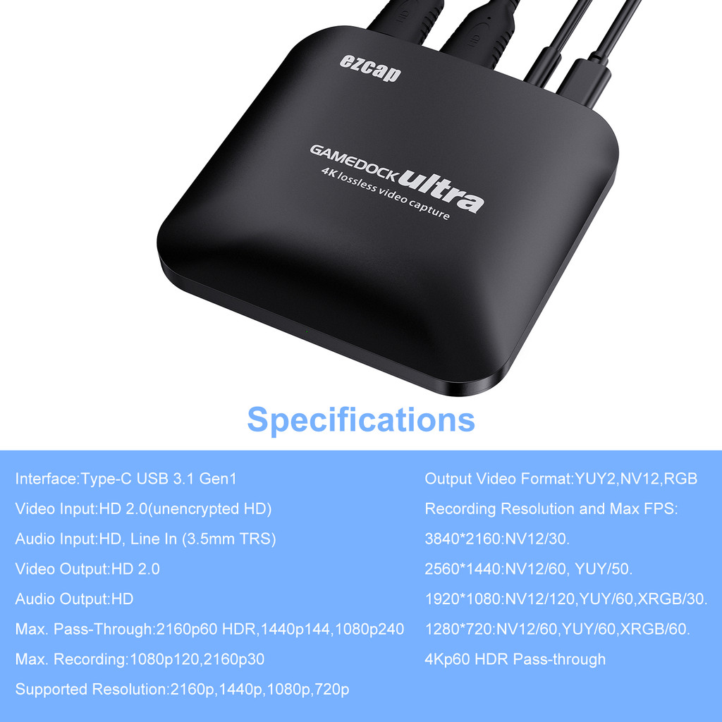 Jual Ezcap326C 4K Video Game Capture Card HDR Mic 1080P 60fps 120FPS ...