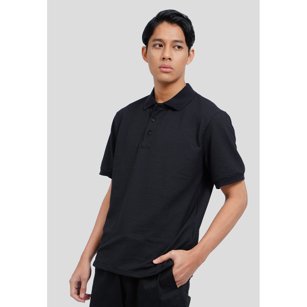 Jual Executive Buttoned Short Sleeve Polo Shirt Black | Shopee Indonesia