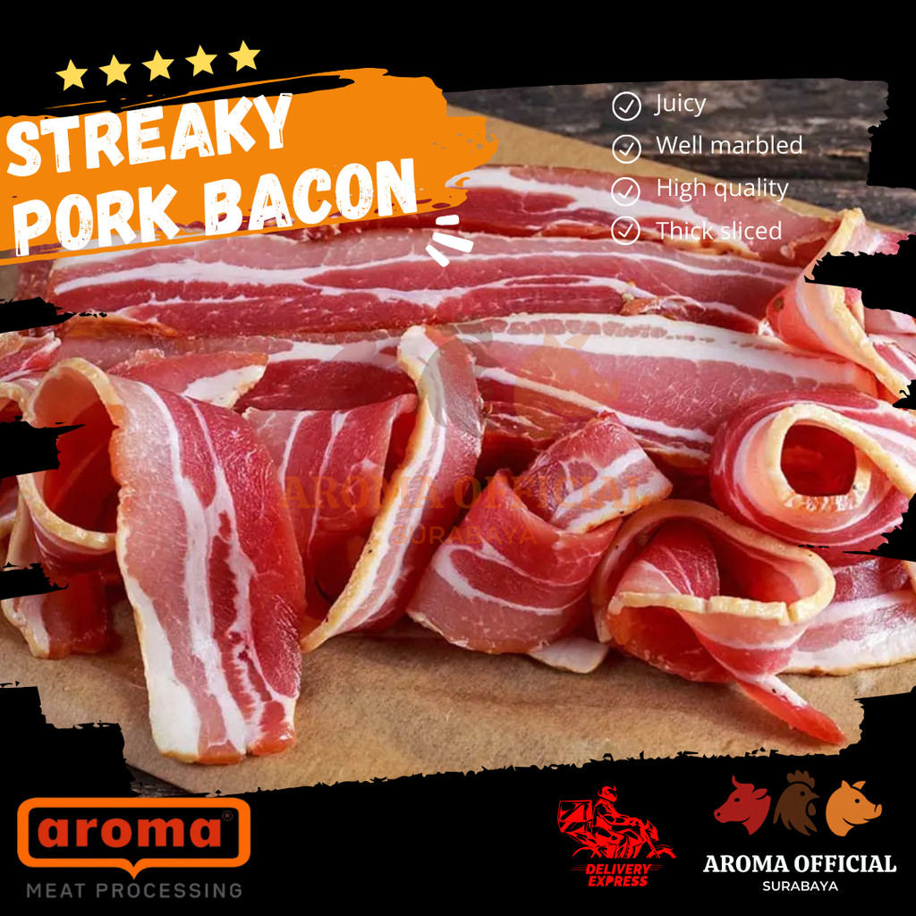 Jual AROMA Pork Streaky Bacon Frozen | Shopee Indonesia