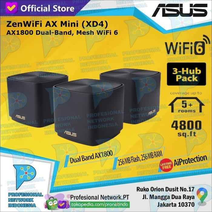 Jual ASUS ZENWIFI AX MINI XD4 AX1800 ( 3 PACK ) ZEN WIFI 6 MESH ROUTER ...